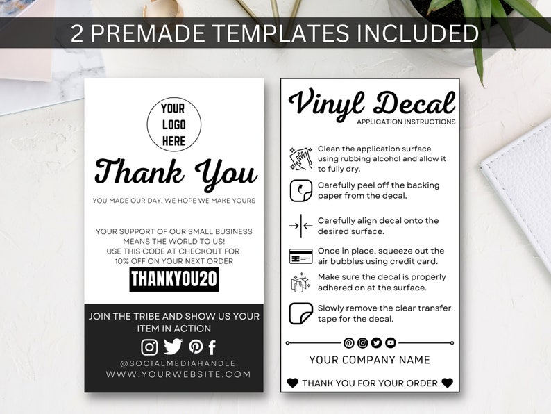 Printable Vinyl Decal Care Card Instructions. Decal - Etsy