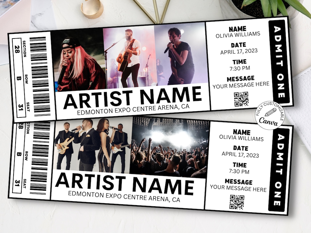 Concert Ticket Template, Editable Event Ticket Canva Template, Custom ...