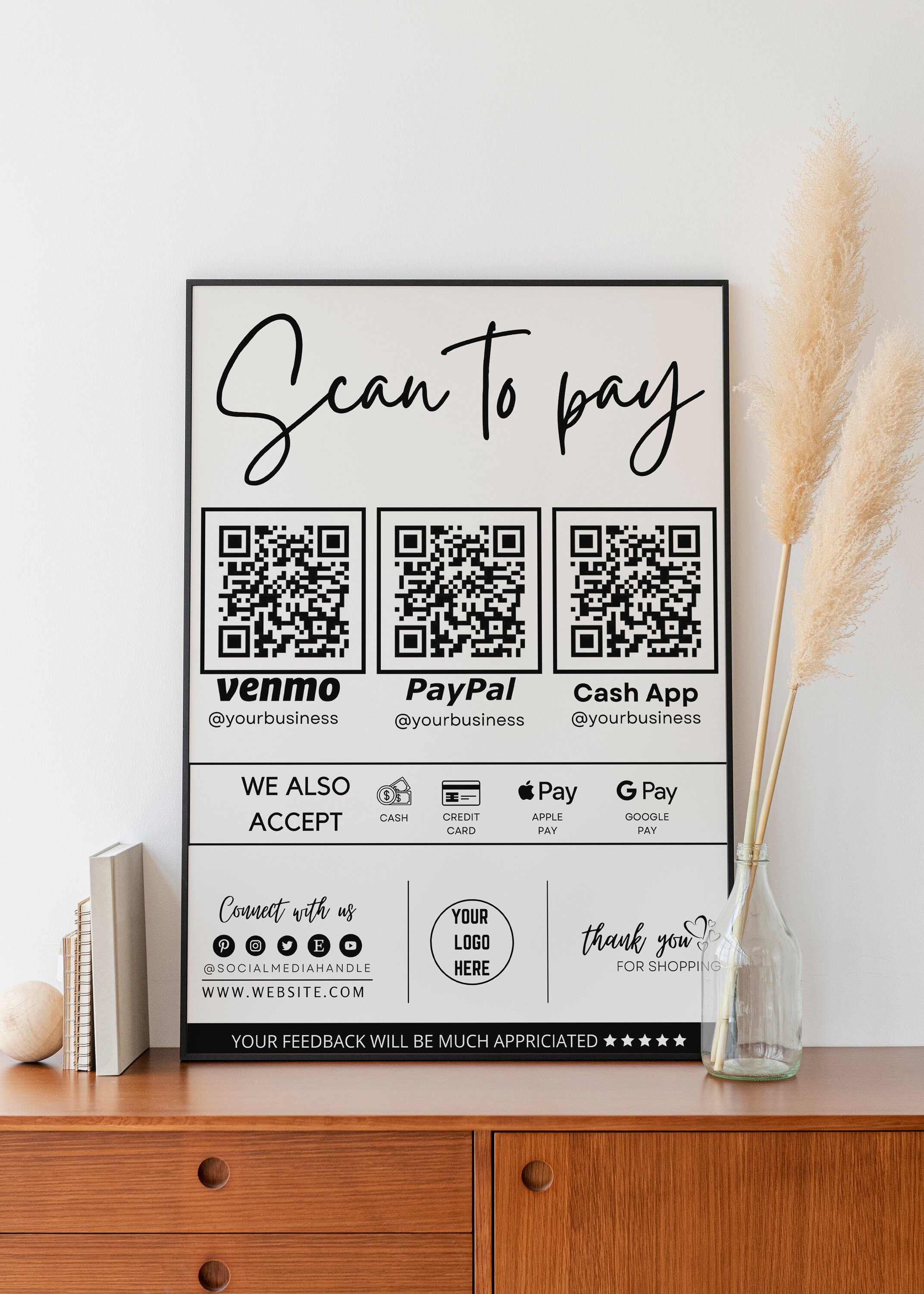 Scan to Pay QR Code Scan to Pay Template Scan to Pay Sign - Etsy