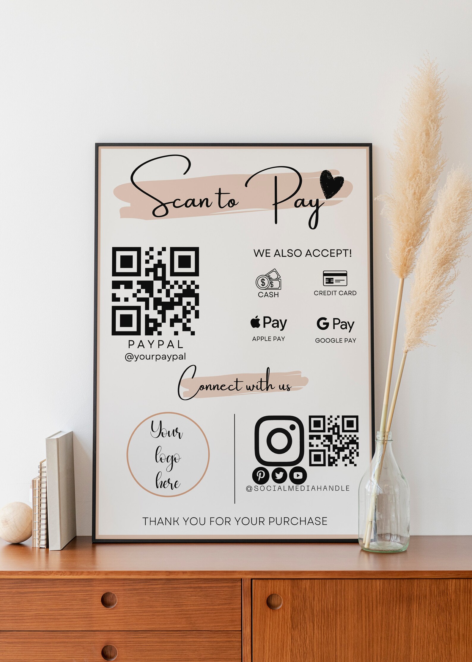 Printable Scan to Pay Template Editable Scan to Pay Sign - Etsy