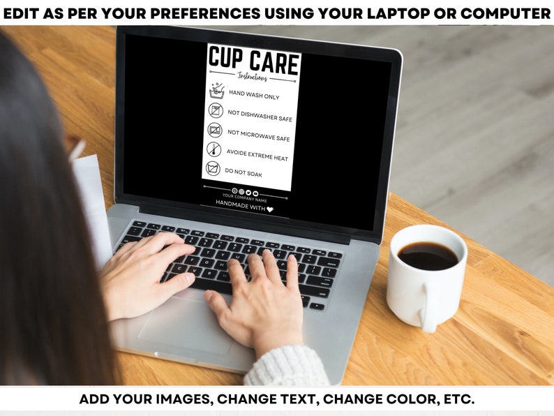 Editable Cup Care Card Template Printable Tumbler Care - Etsy