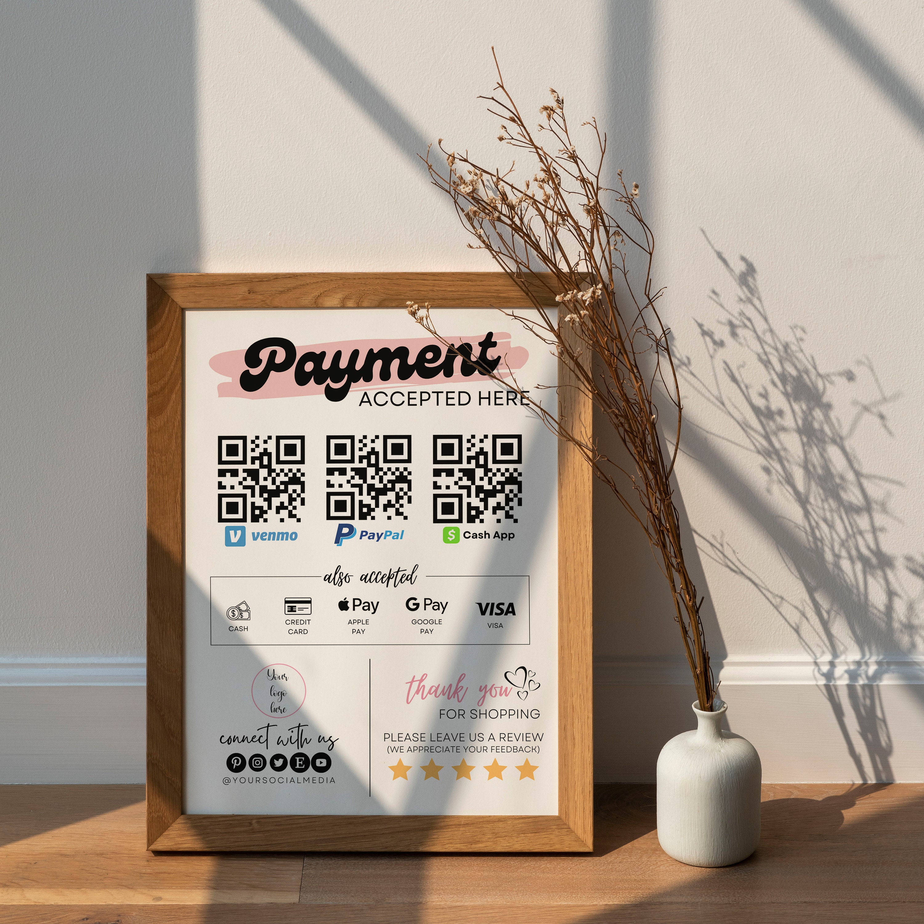 Printable Scan to Pay Template Editable Scan to Pay Sign - Etsy