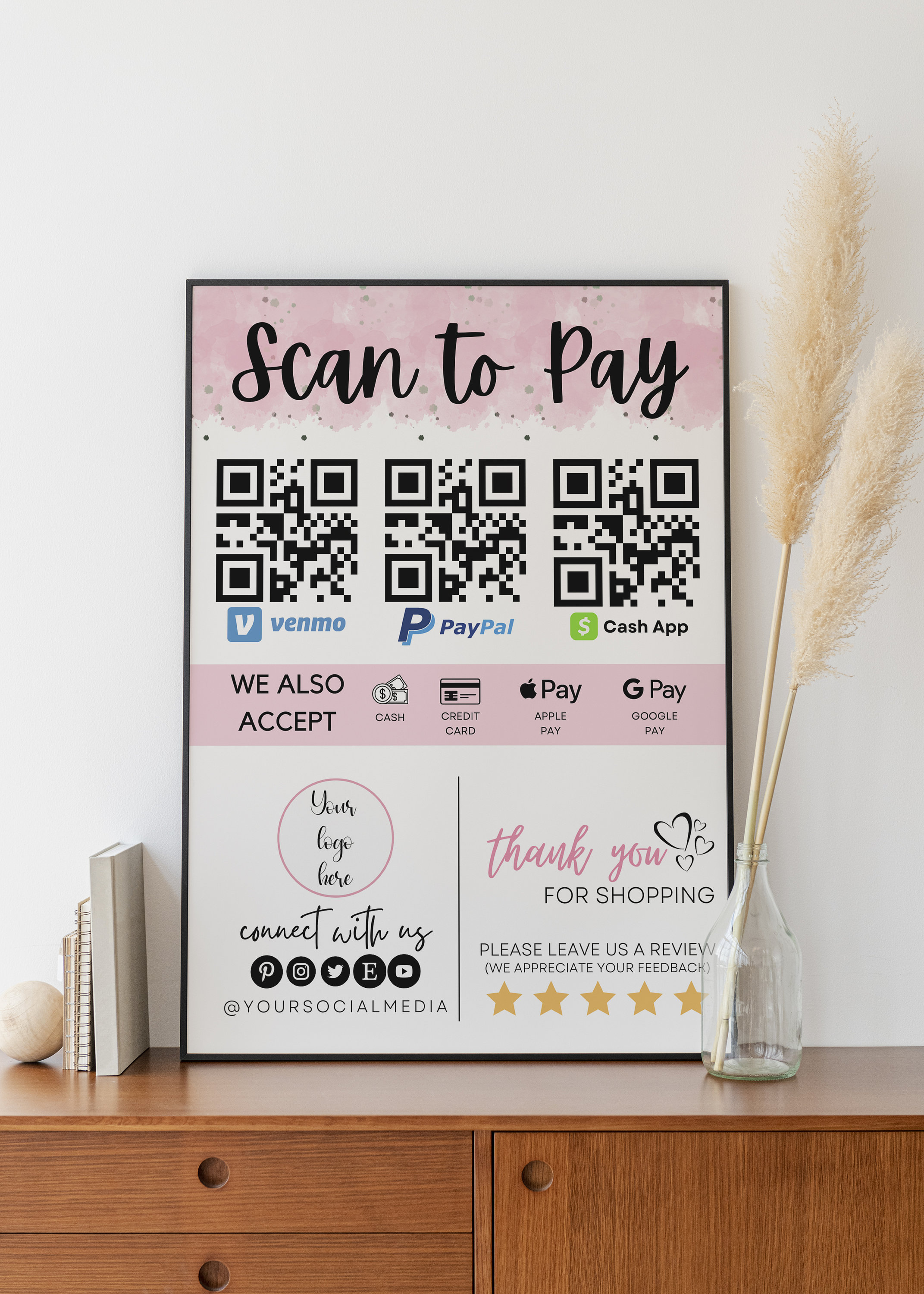 Printable Scan to Pay Template Editable Scan to Pay Sign - Etsy