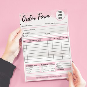Editable Order Form Template, Printable Small Business Order Form ...