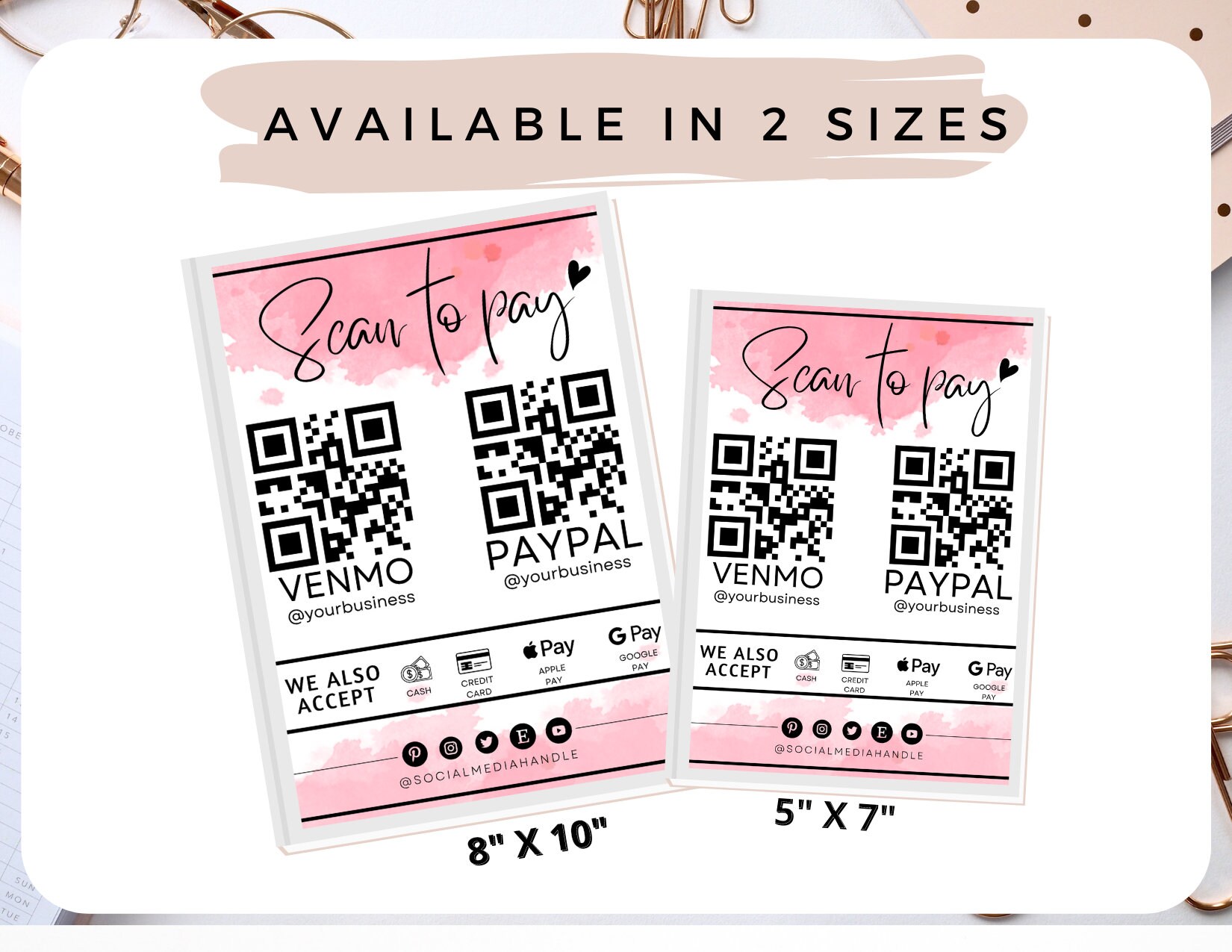 Printable Scan to Pay Template Editable Scan to Pay Sign - Etsy