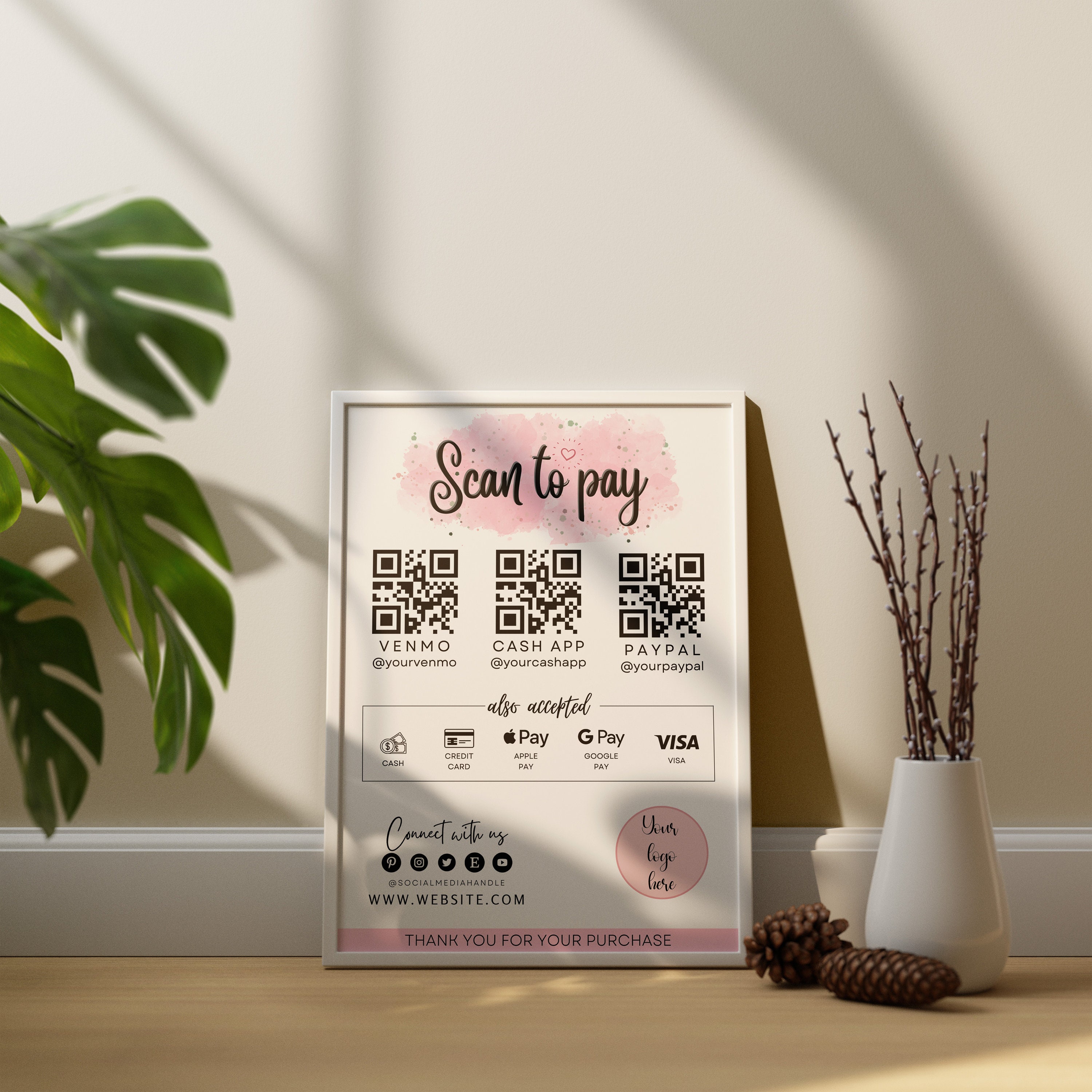 Printable Scan to Pay Template Editable Scan to Pay Sign | Etsy