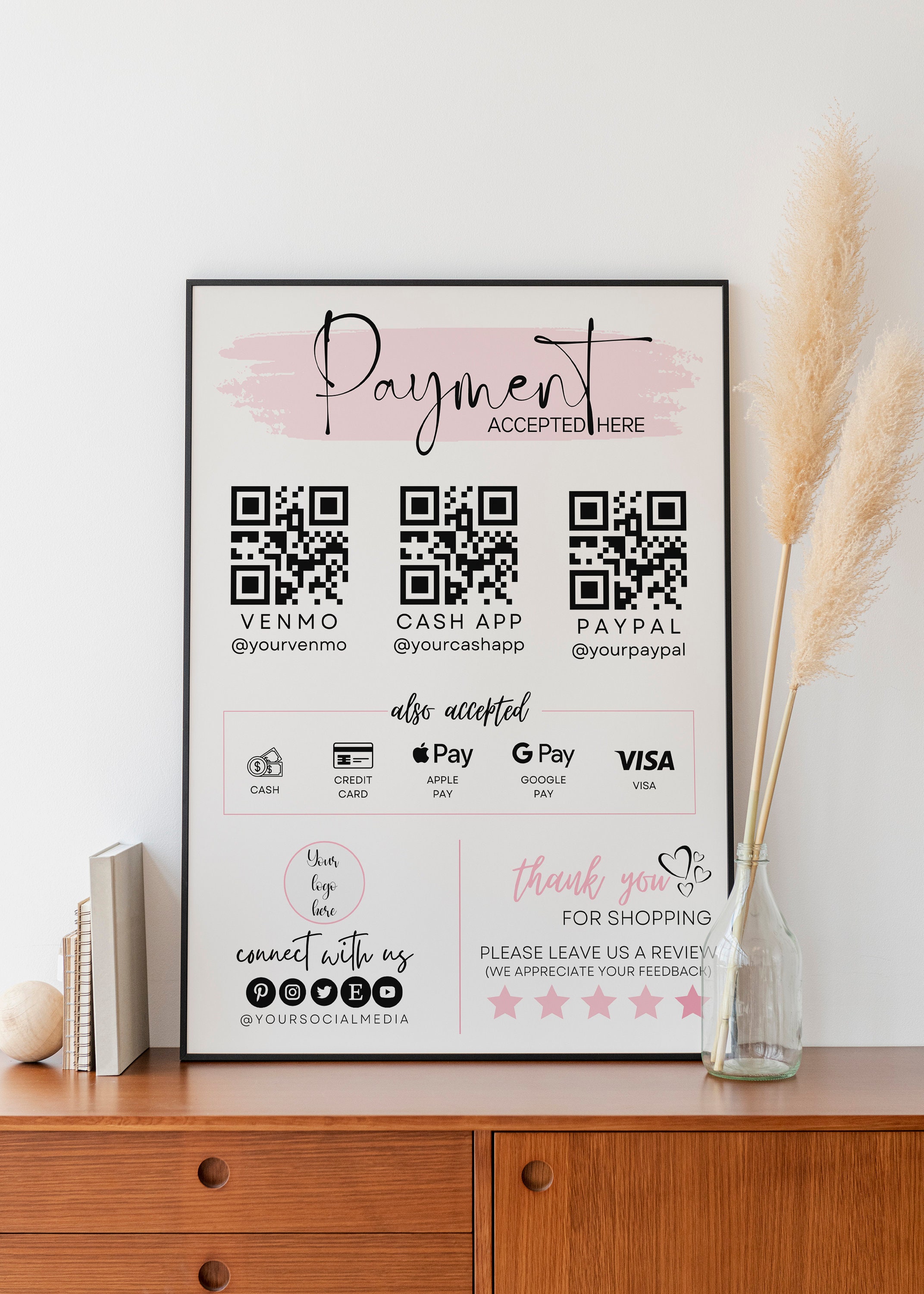 Editable QR Code Sign Printable Payment Sign Scan to Pay - Etsy