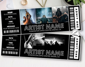 Concert Ticket Template, Editable Event Ticket Canva Template, Custom Concert Ticket Gift ...