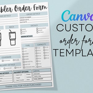 Editable Tumbler Order Form Template Custom Tumbler Form - Etsy