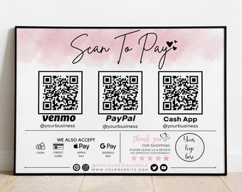 Editable Scan to Pay Card, Editable Canva Template, QR Code Sign ...