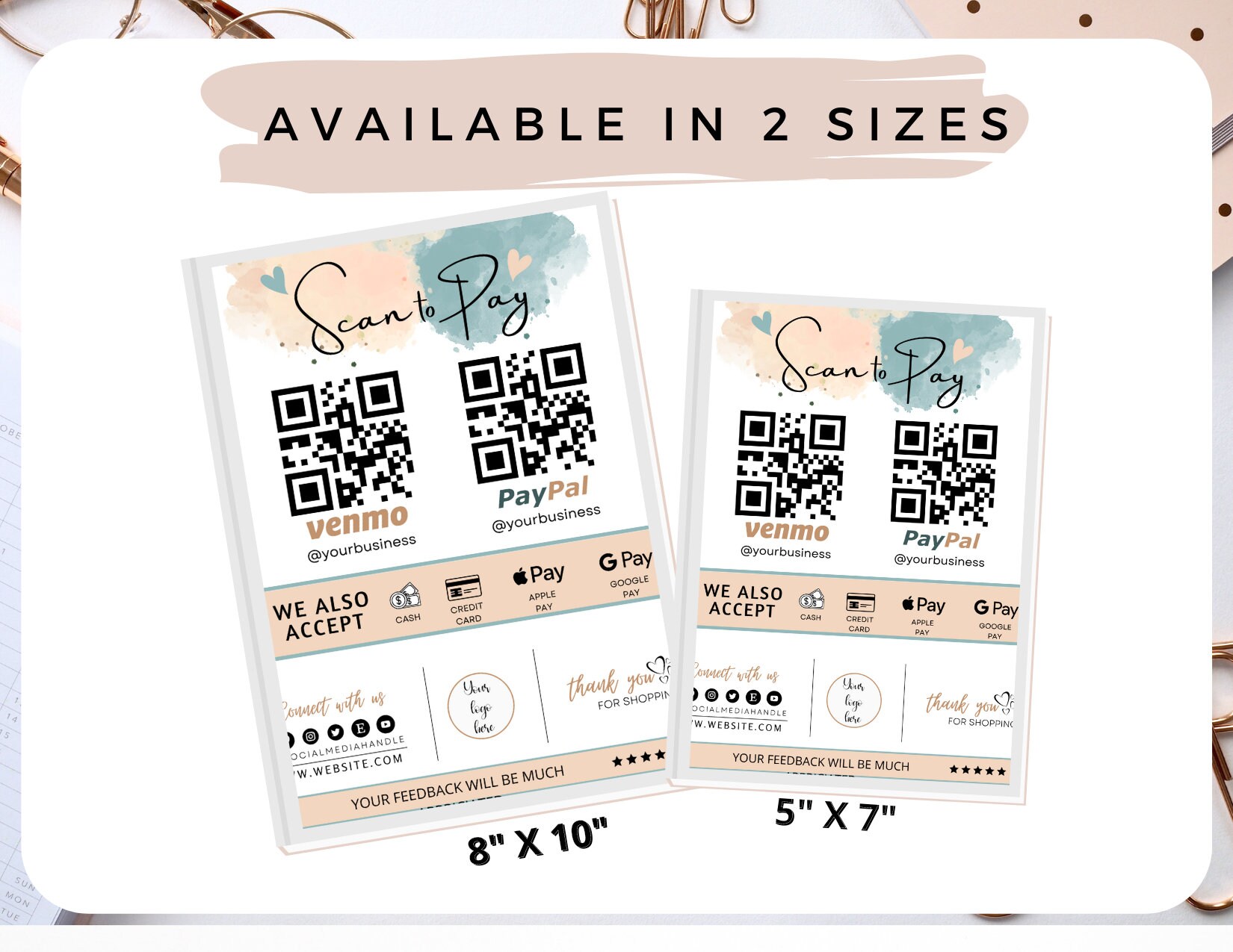 Printable Scan to Pay Template Editable Scan to Pay Sign - Etsy