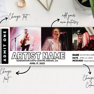 Concert Ticket Template, Editable Event Ticket Canva Template, Custom ...