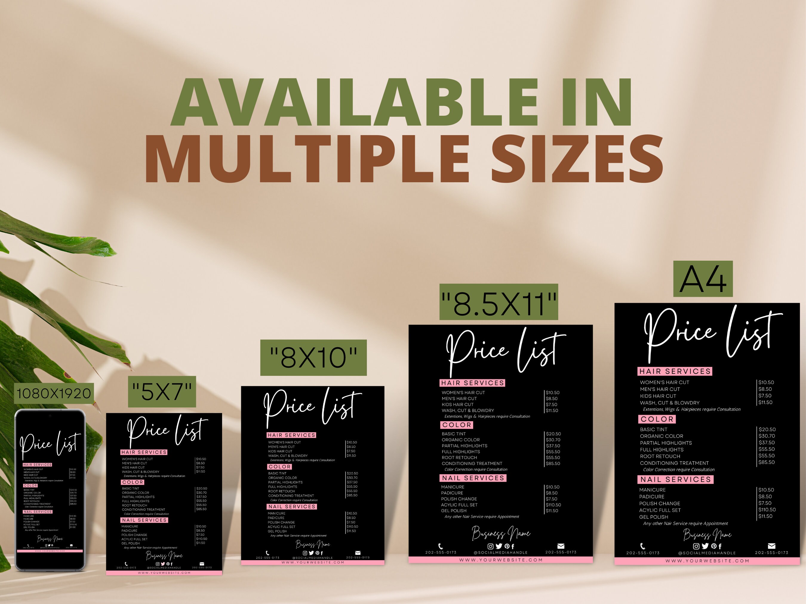 Editable Price List Template Sign for Small Business - Etsy