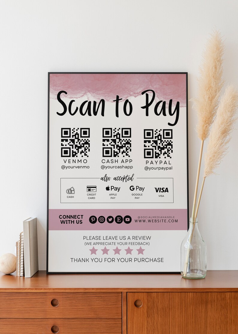Editable Scan to Pay Card Canva Template QR Code Sign - Etsy