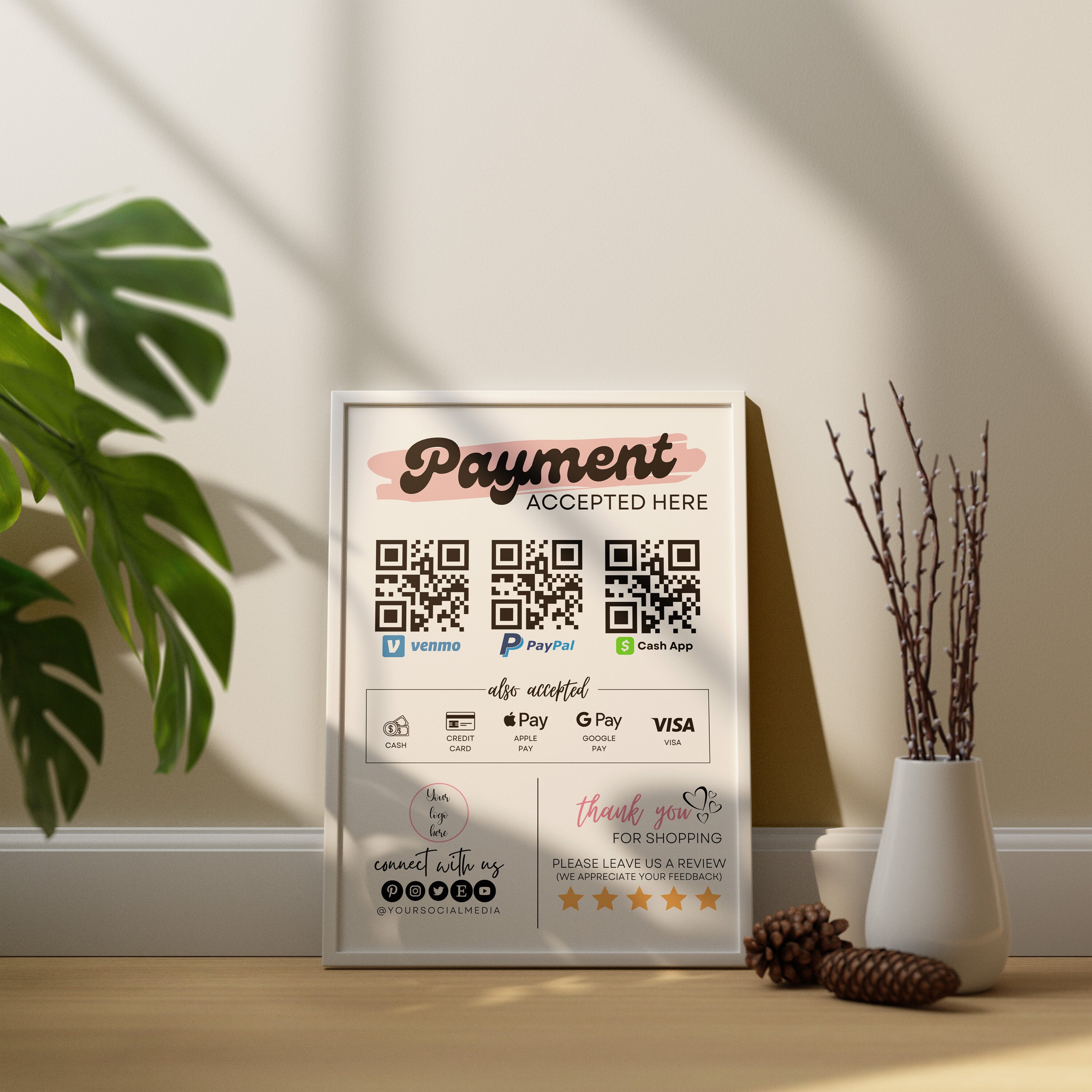 Printable Scan to Pay Template Editable Scan to Pay Sign - Etsy