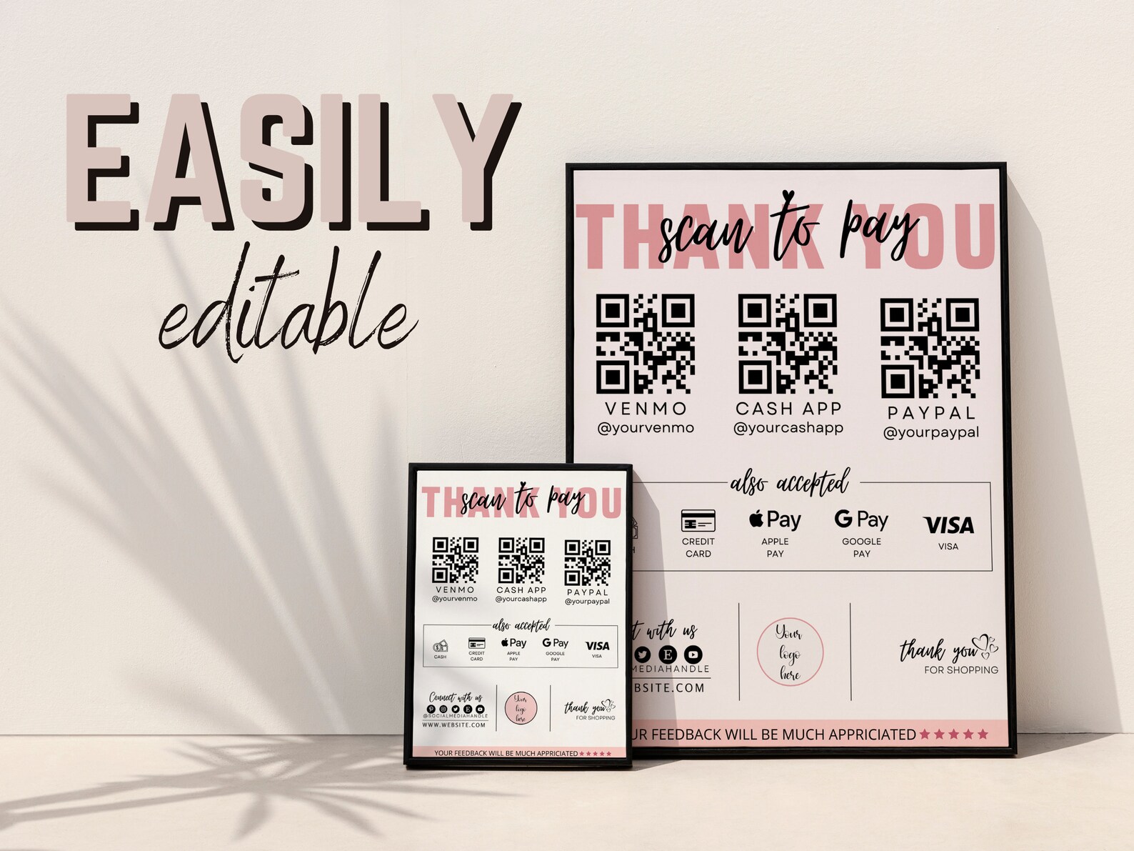Printable Scan to Pay Template Editable Scan to Pay Sign - Etsy