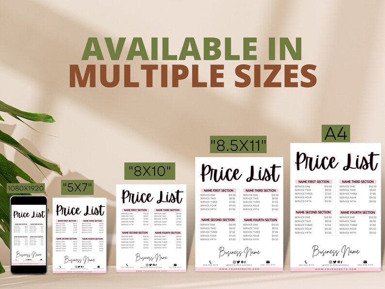 Price List Template DIY Small Business Printable Pricing Guide - Etsy