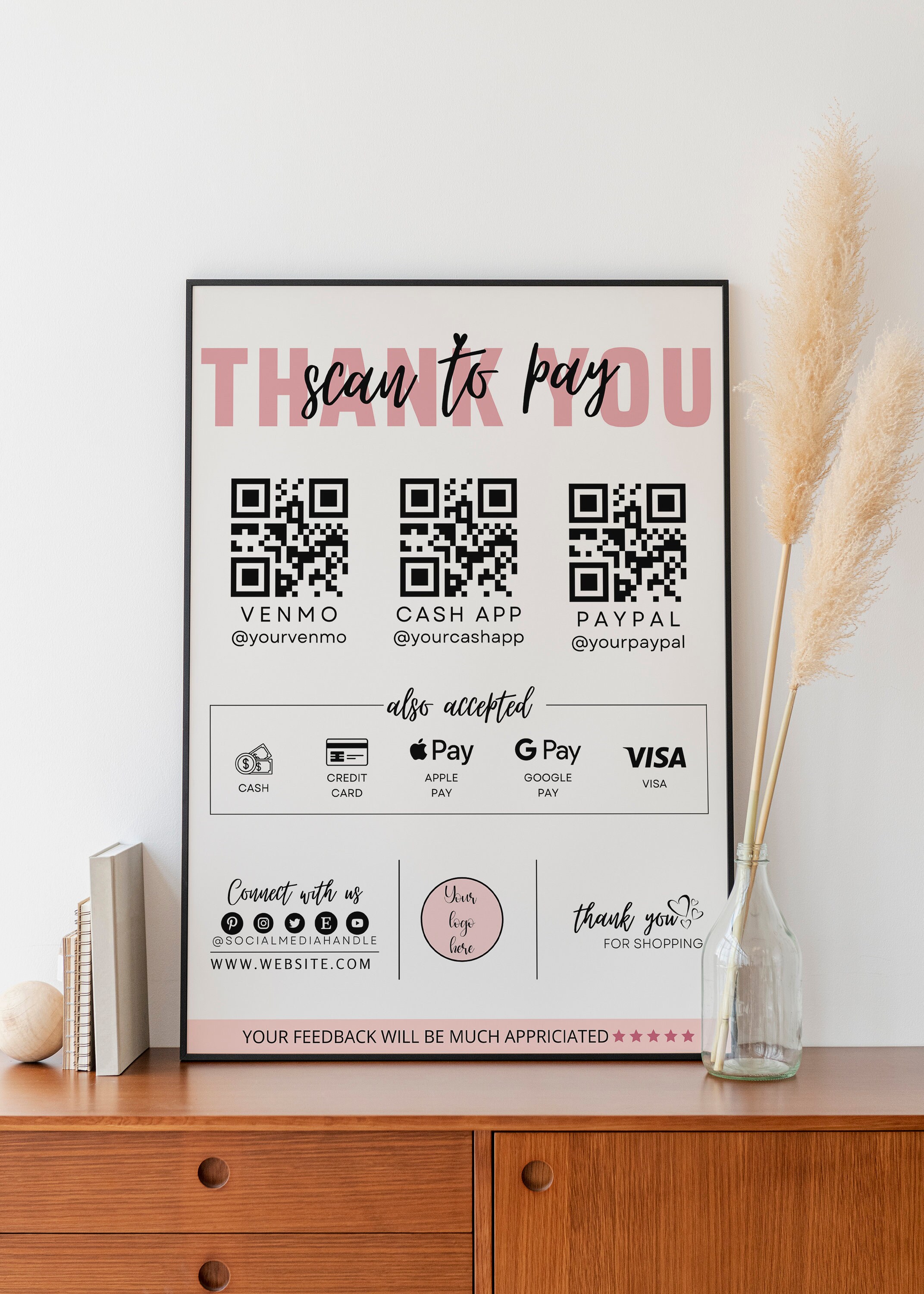 Printable Scan to Pay Template Editable Scan to Pay Sign - Etsy