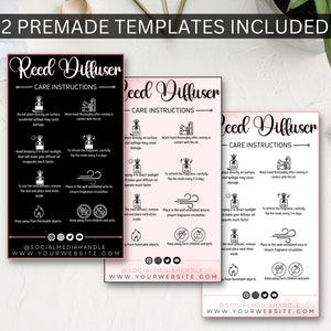 Editable Reed Diffuser Care Instructions, Reed Diffuser Care Card ...