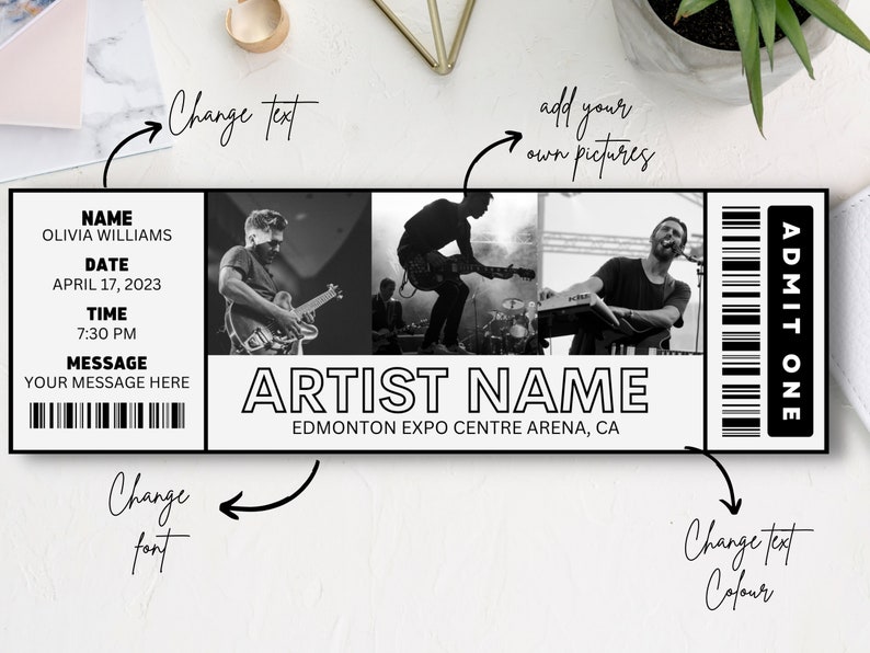 Concert Ticket Template Editable Event Ticket Canva Template - Etsy