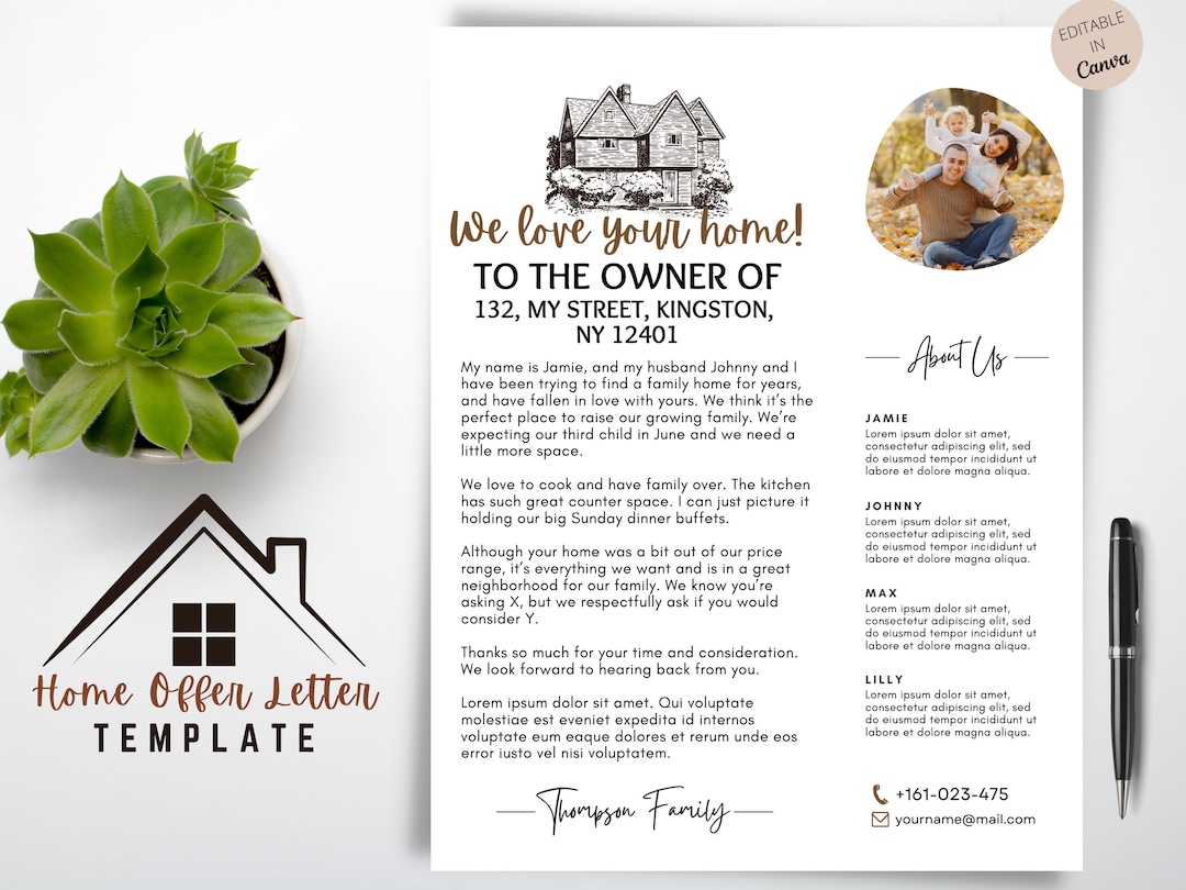 Home Offer Letter, Buyer Offer Letter, Letter to Home Seller, Real ...