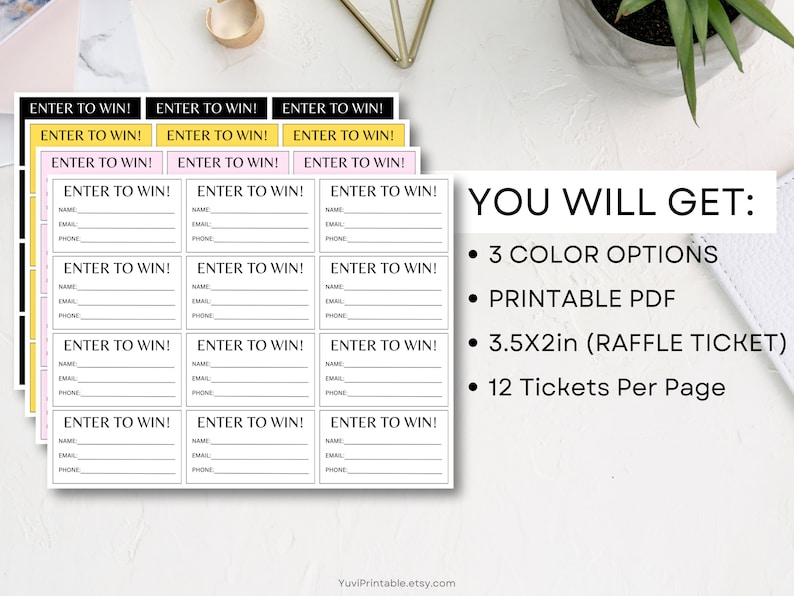 Printable Raffle Tickets, Enter to Win Tickets, Printable Enter to Win ...