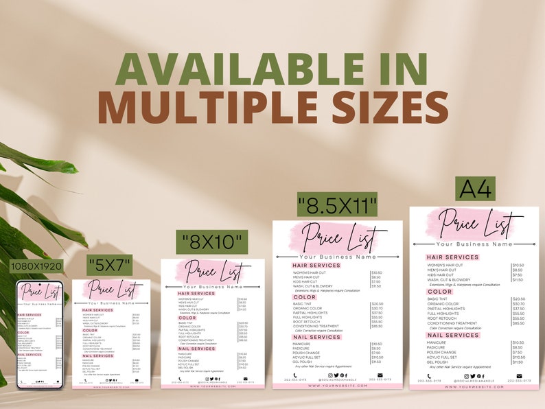 Editable Price List Template Sign for Small Business - Etsy