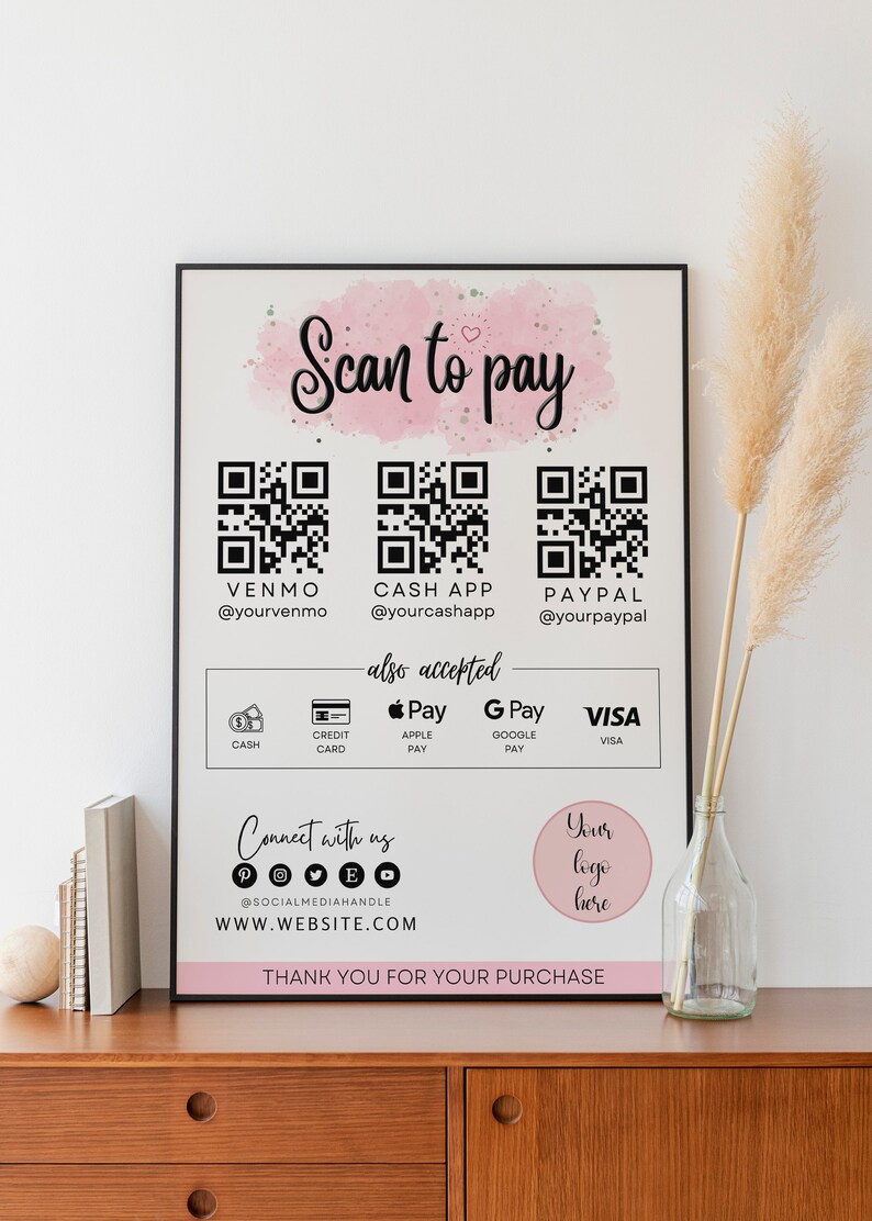 Printable Scan to Pay Template Editable Scan to Pay Sign | Etsy
