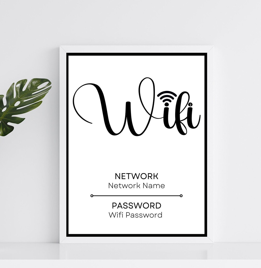 WIFI Password Sign Template, Printable Guest Wi-fi Signs, Editable Wifi ...