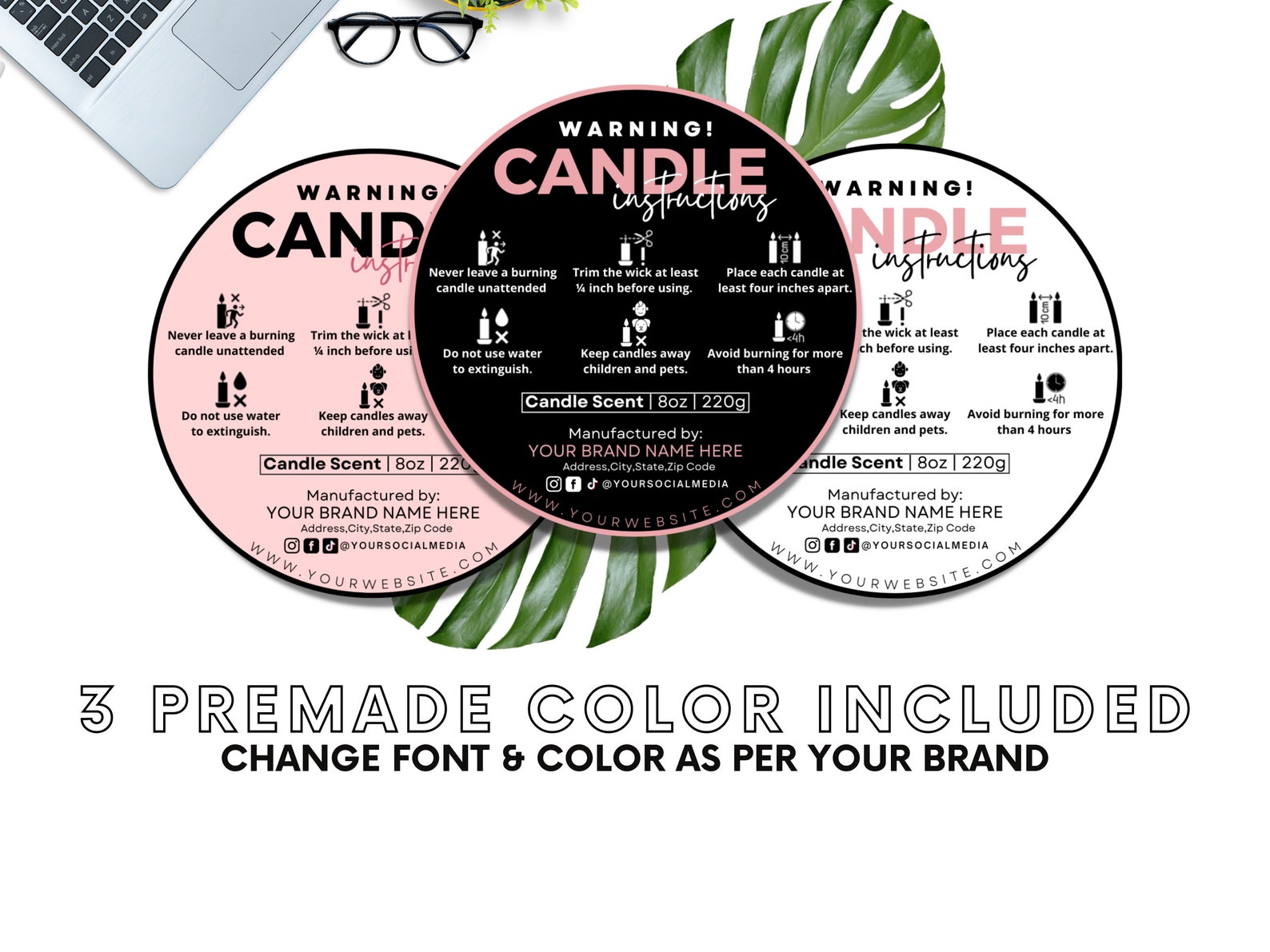 Candle Warning Label Template Printable Editable Warning - Etsy
