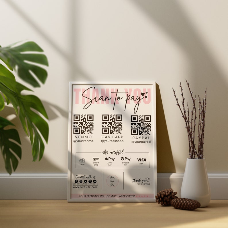 Editable QR Code Sign Printable Payment Sign Scan to Pay - Etsy