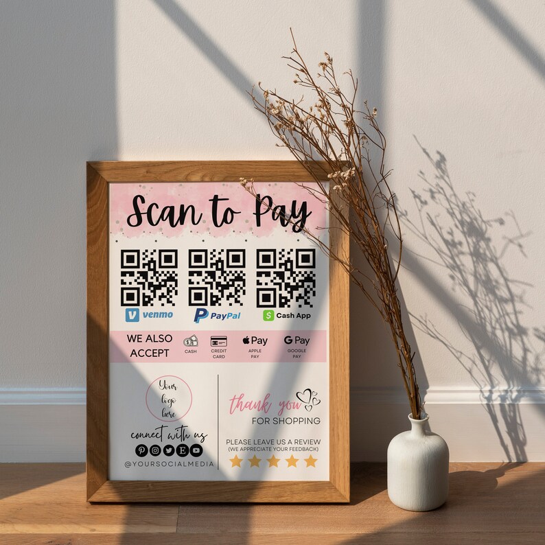 Printable Scan to Pay Template Editable Scan to Pay Sign - Etsy