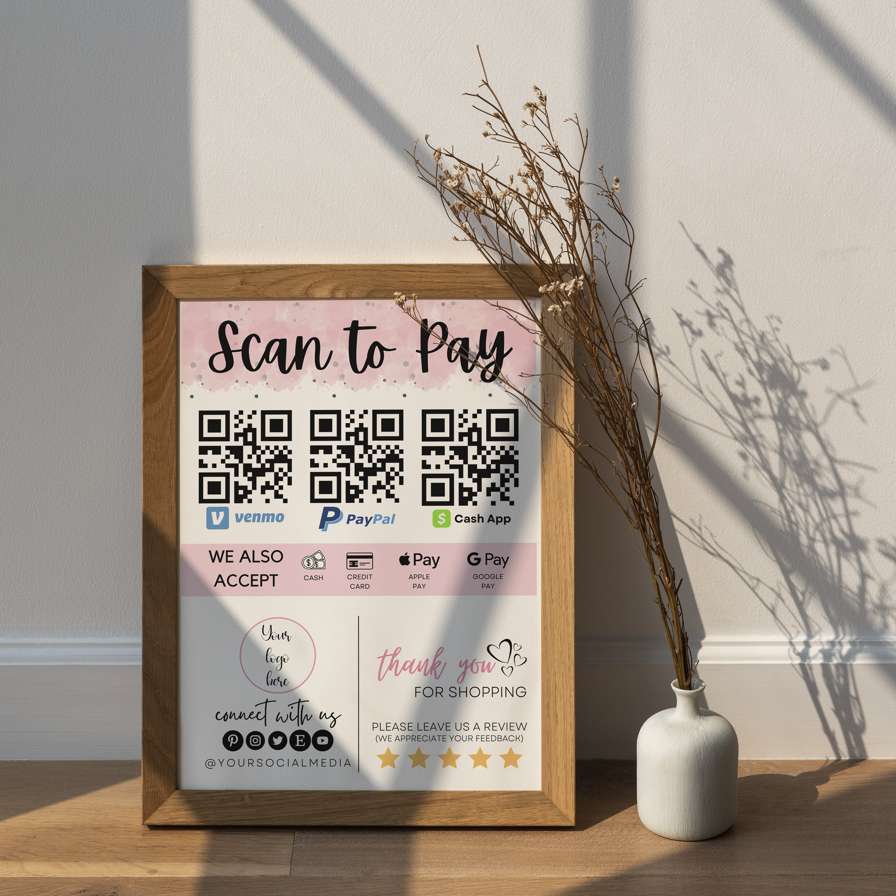 Printable Scan to Pay Template Editable Scan to Pay Sign - Etsy
