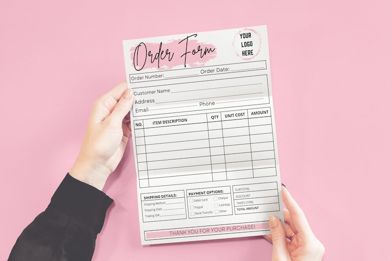Editable Order Form Template Printable Small Business Order - Etsy