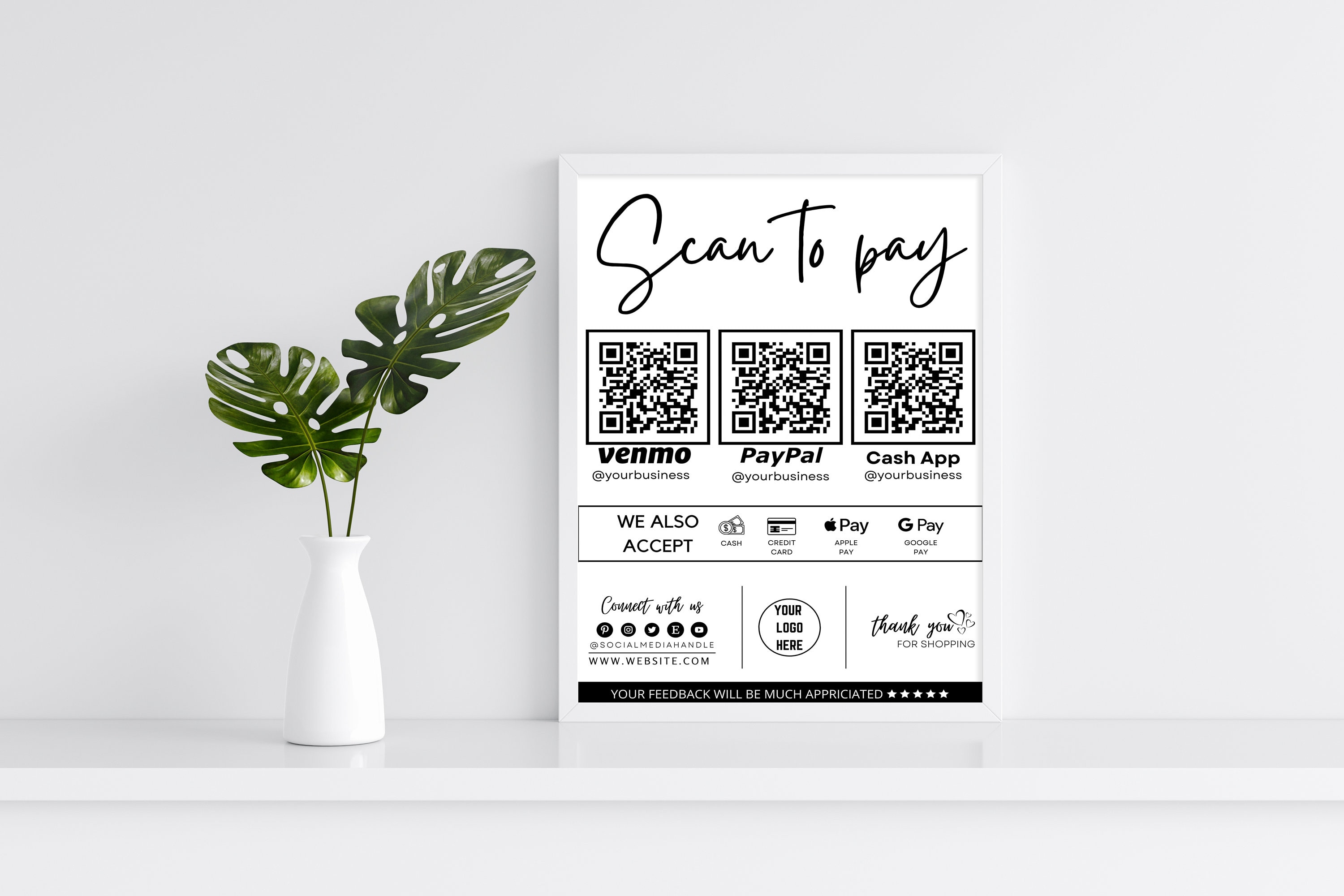 Scan to Pay QR Code Scan to Pay Template Scan to Pay Sign - Etsy