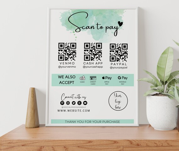 Printable Scan to Pay Template Editable Scan to Pay Sign - Etsy