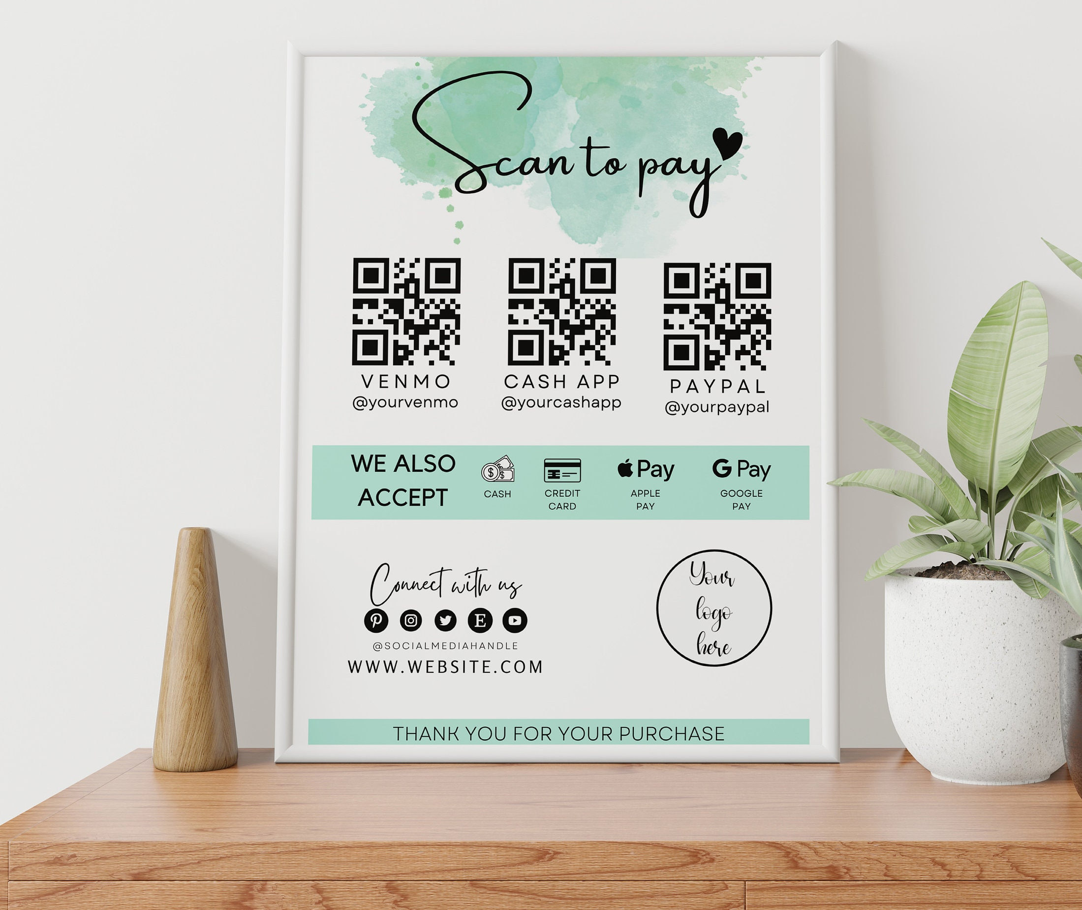 Printable Scan to Pay Template Editable Scan to Pay Sign - Etsy