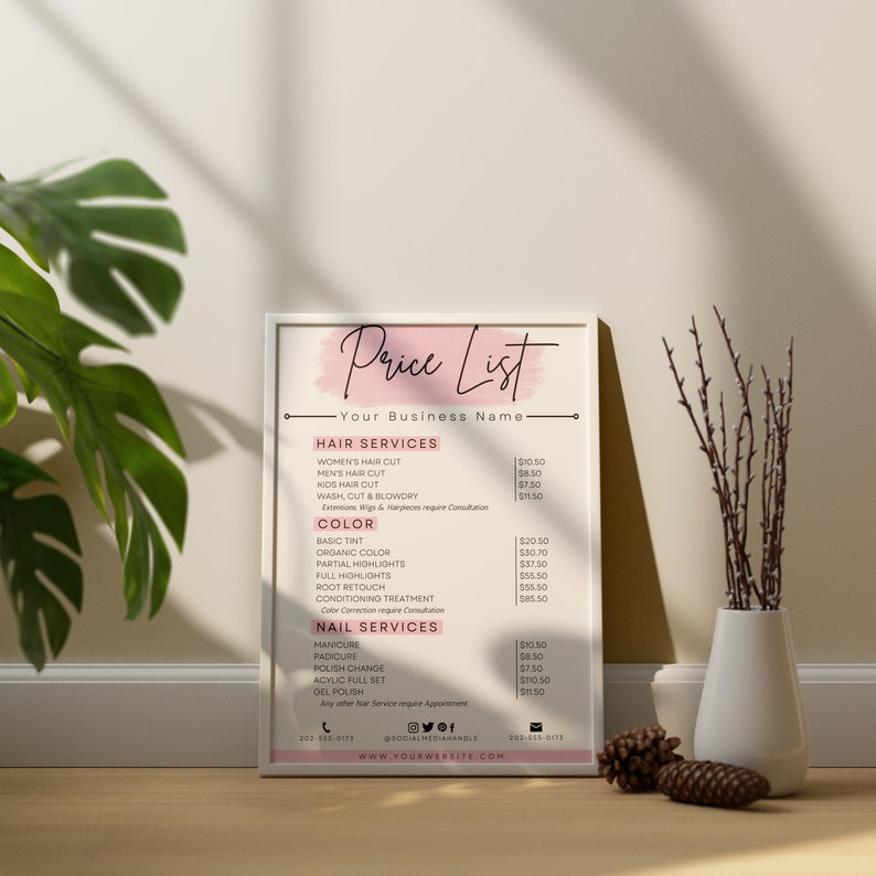 Editable Price List Template Sign for Small Business - Etsy