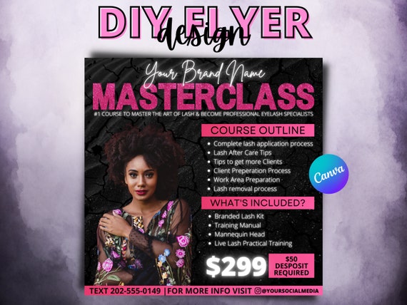 DIY Masterclass Social Media Flyer Eyelash Training Flyer - Etsy
