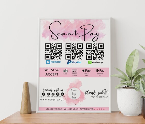 Printable Scan to Pay Template Editable Scan to Pay Sign | Etsy