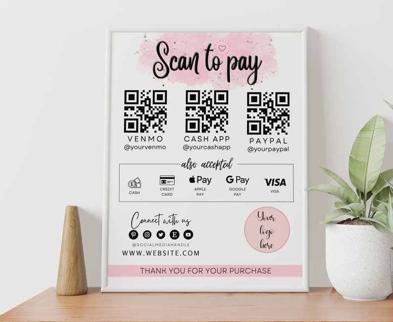 Printable Scan to Pay Template Editable Scan to Pay Sign | Etsy
