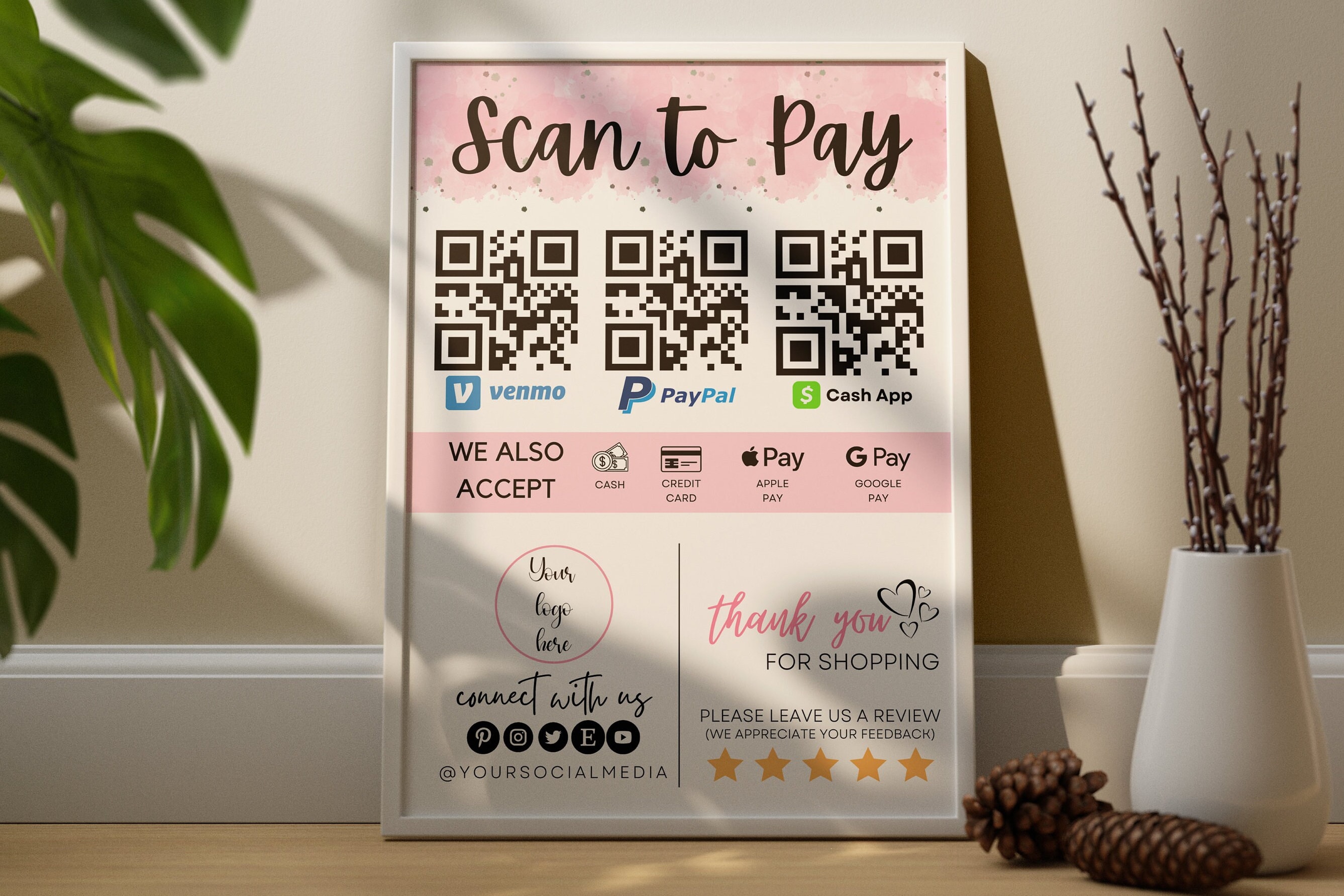 Printable Scan to Pay Template Editable Scan to Pay Sign - Etsy