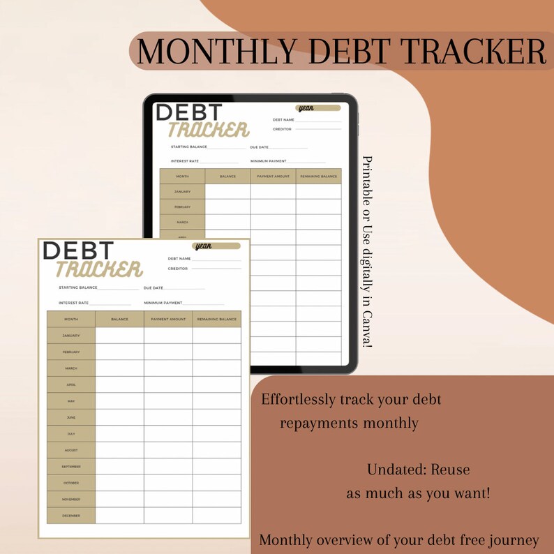 Debt Payoff Tracker I Debt Tracker Printable I Digital Debt Trackeri ...