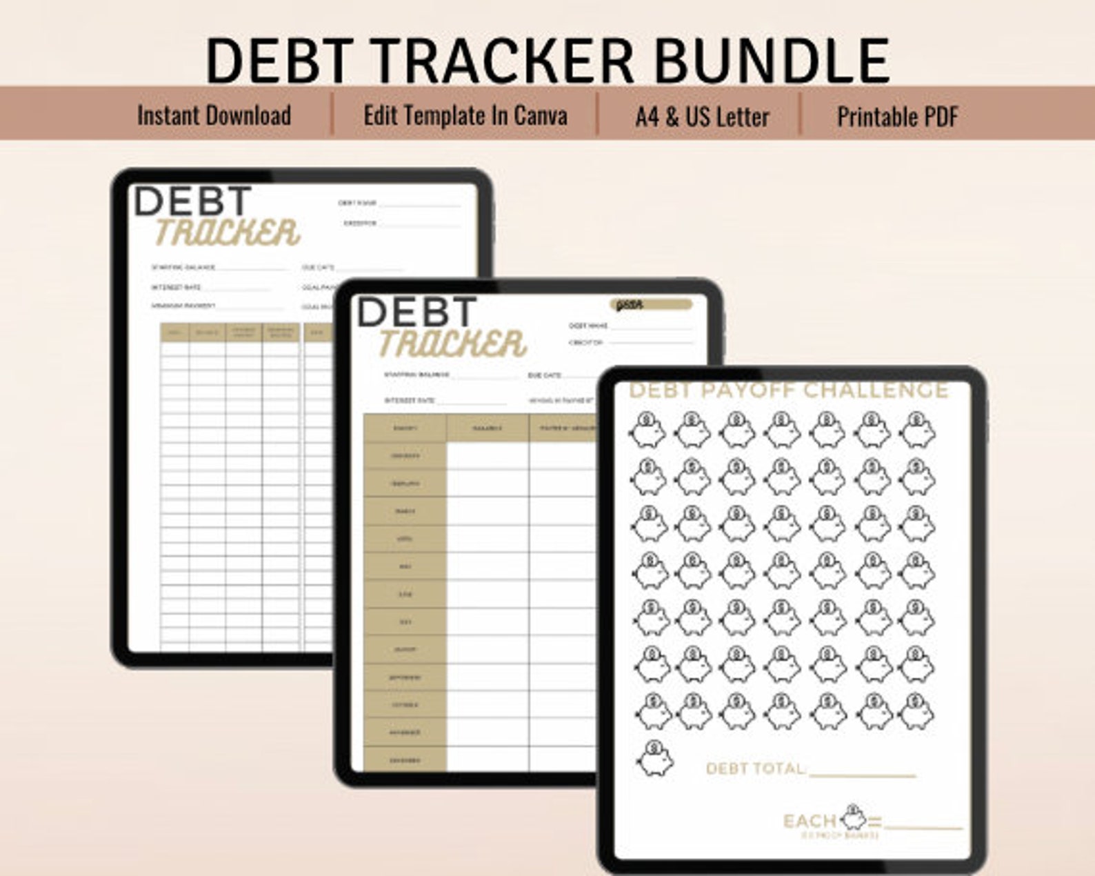 Debt Payoff Tracker I Debt Tracker Printable I Digital Debt Trackeri ...