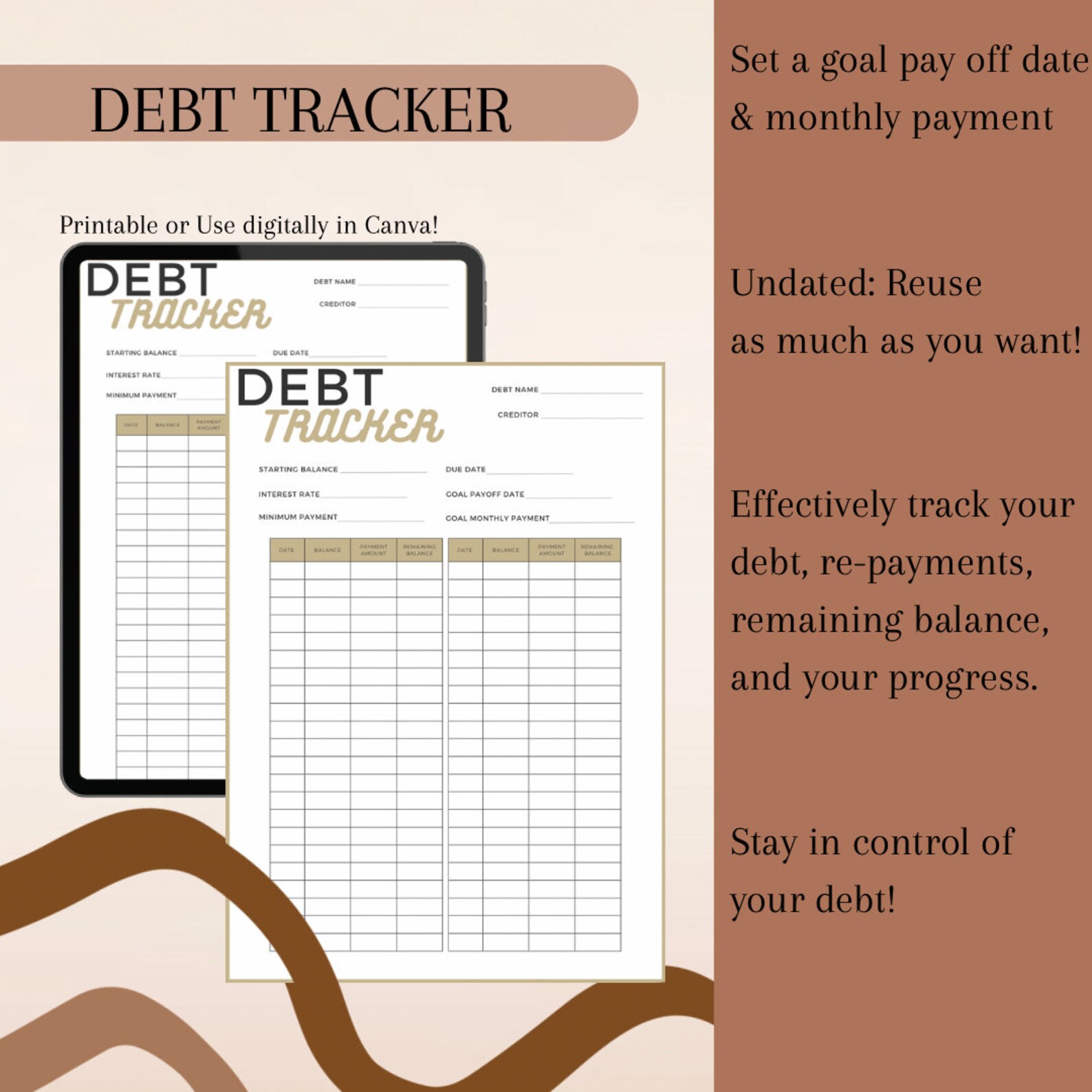 Debt Payoff Tracker I Debt Tracker Printable I Digital Debt Trackeri ...