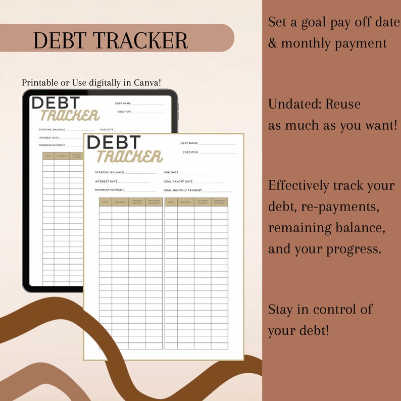 Debt Payoff Tracker I Debt Tracker Printable I Digital Debt Trackeri ...