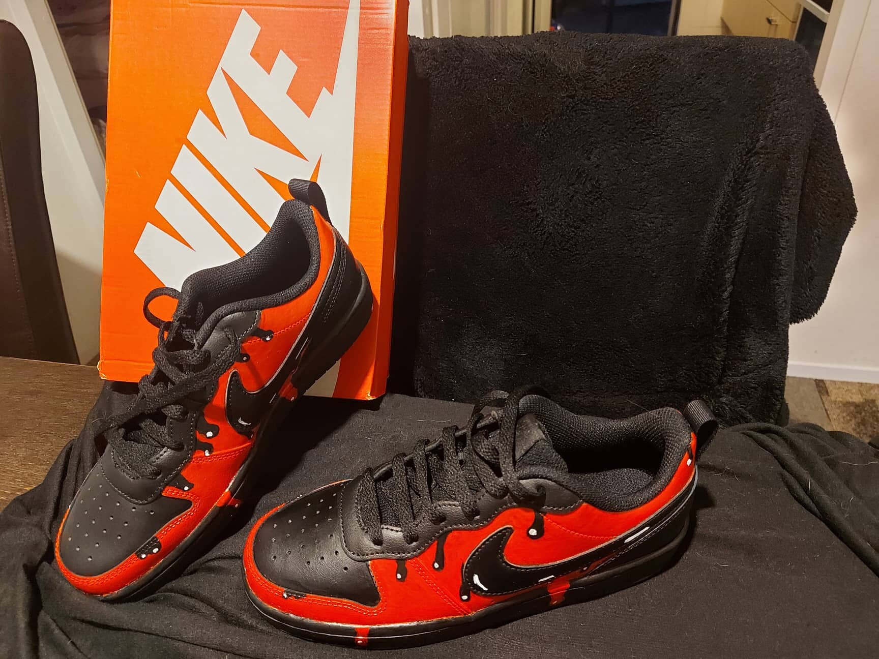 Red Drip Black Nike Court Borough - Etsy