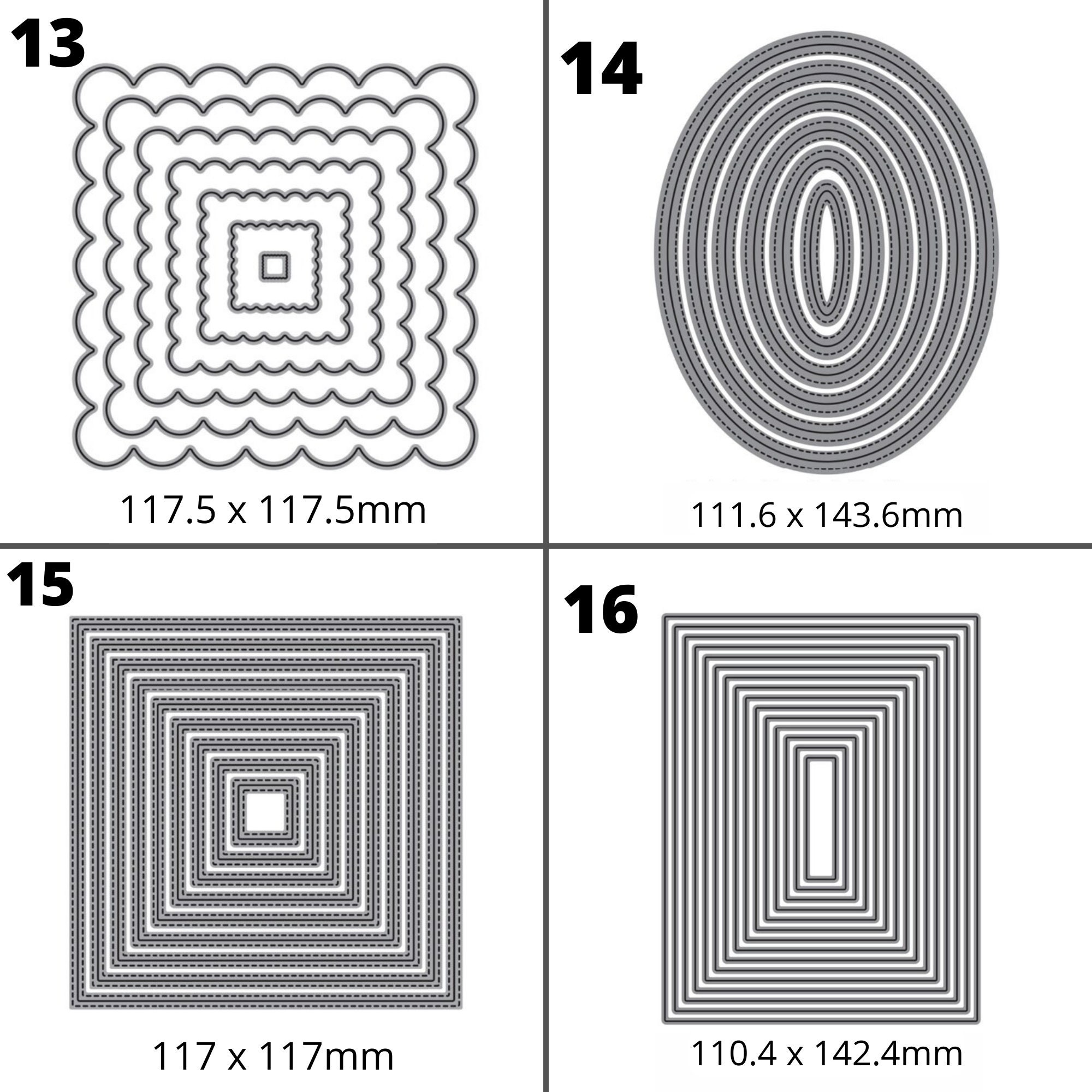 Die Cutting Frame Set | Card Making, Scrapbooking, DIY | Square, Oval ...