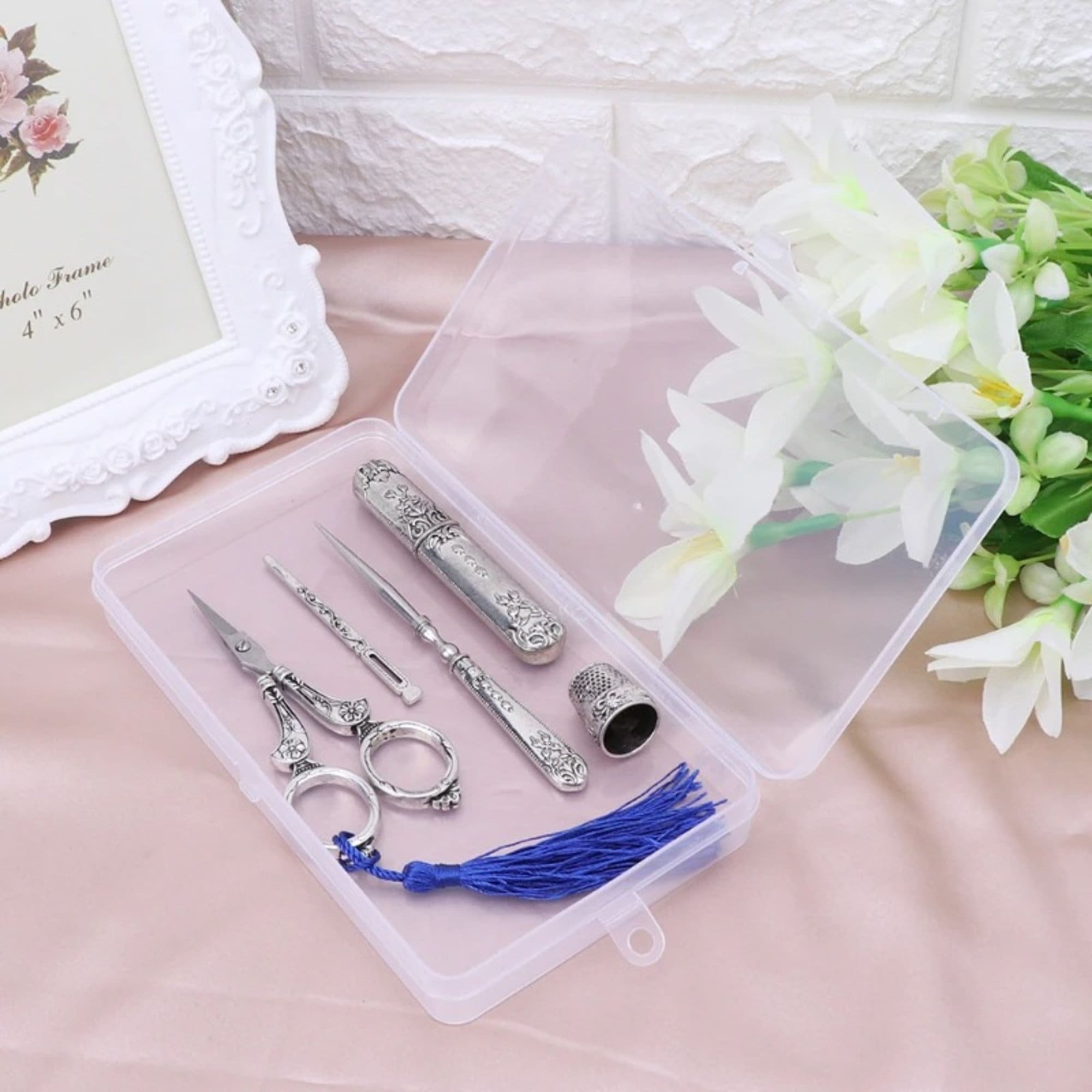 Vintage Embroidery/sewing Tool Kit | Scissors, Thimble, Needle Case ...