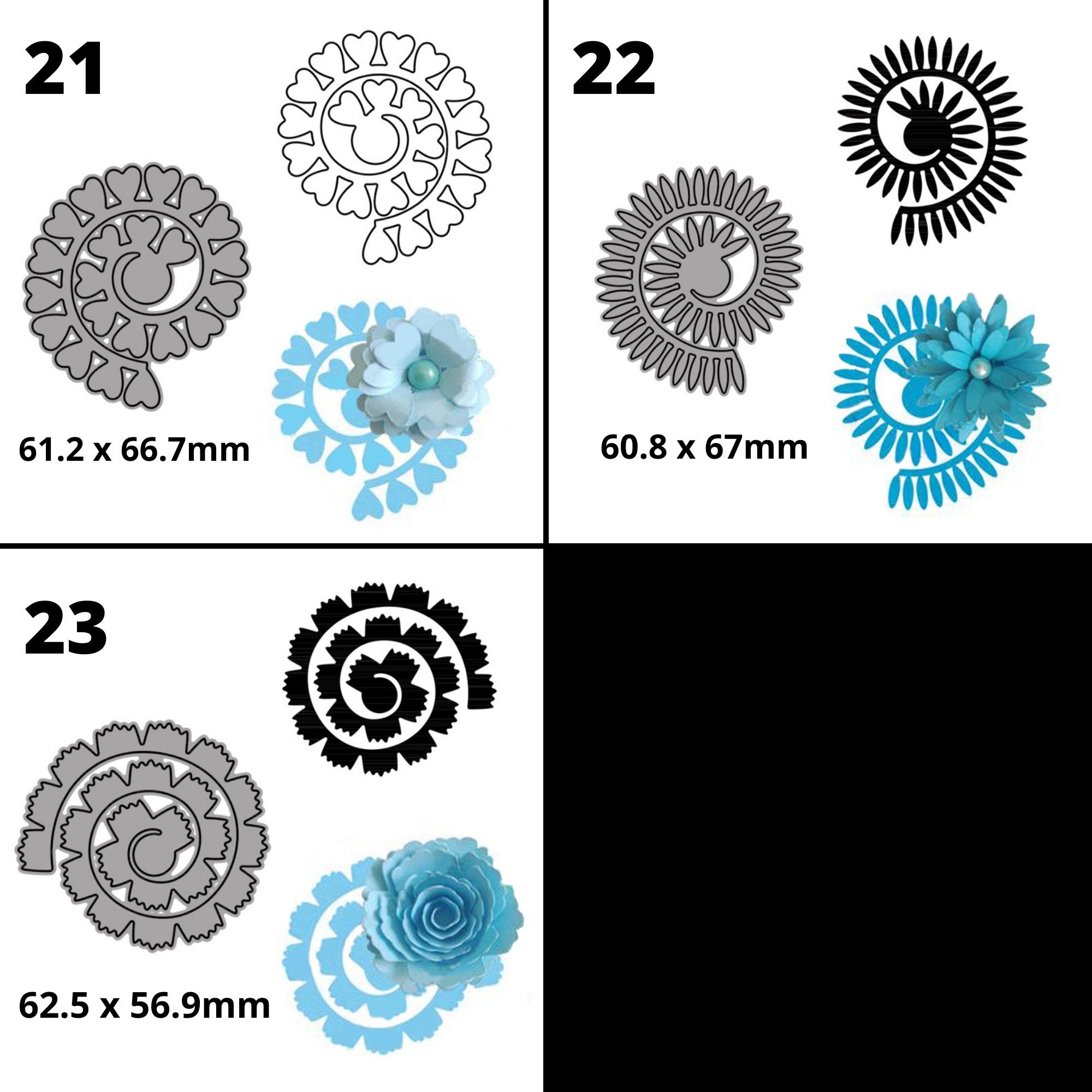 Flower Spiral Metal Cutting Die Frame 23 Designs Card Making, Scrapbook ...